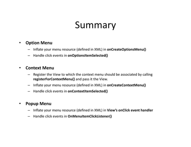 Lecture-10-Menus.pdf of Mobile Application Development | PPT