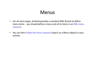 Lecture-10-Menus.pdf of Mobile Application Development | PPT