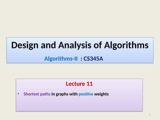 Lecture-11-CS345A-2023 of Design and Analysis | PPT