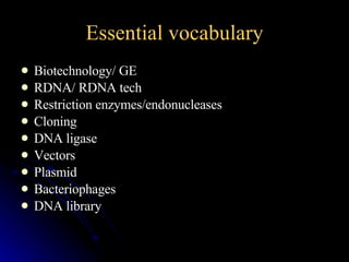 Lecture 11 Recombinant Dna Tech | PPT