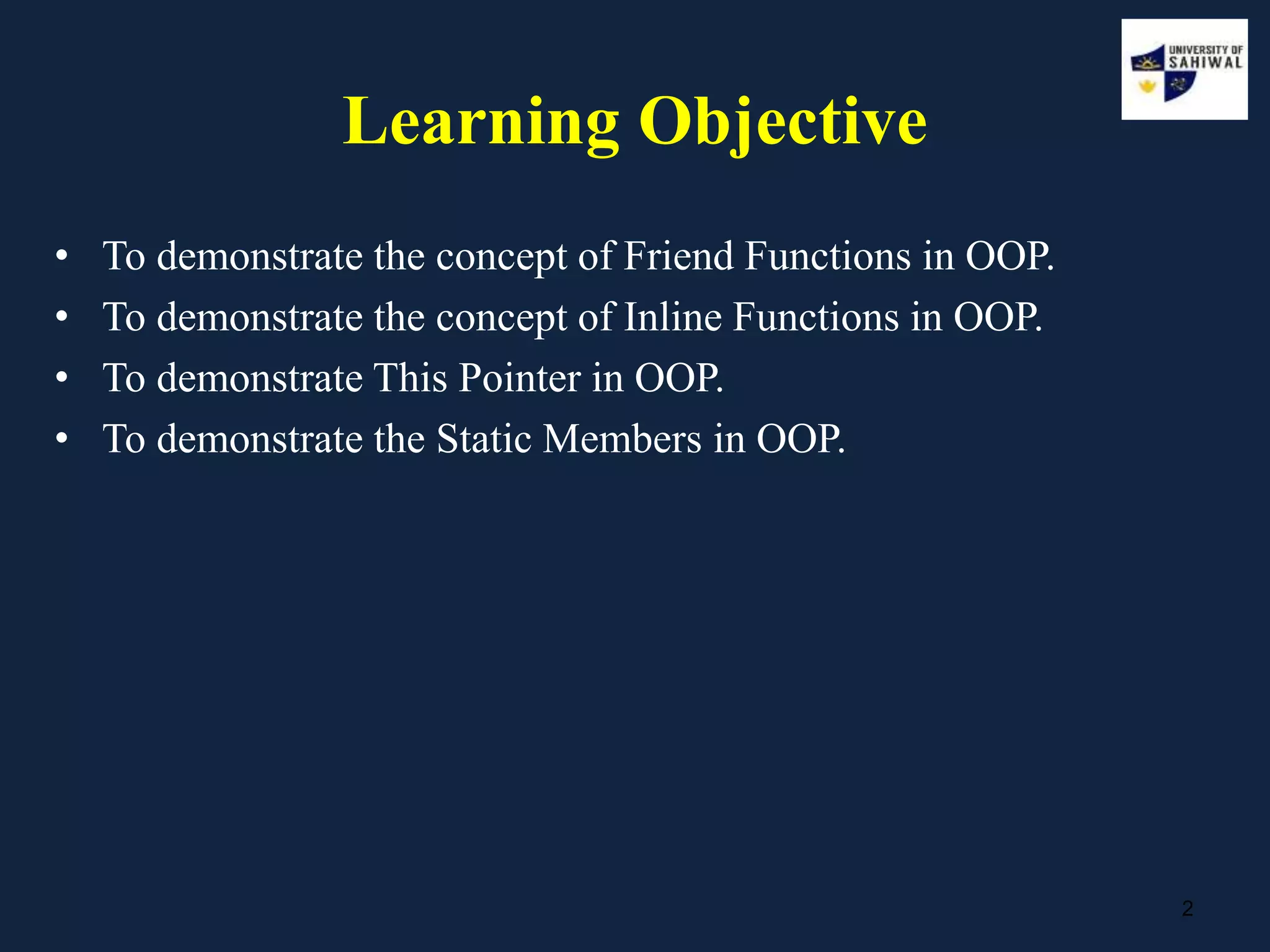 Lecture 11 Friend Functions And Inline Functions Pptx