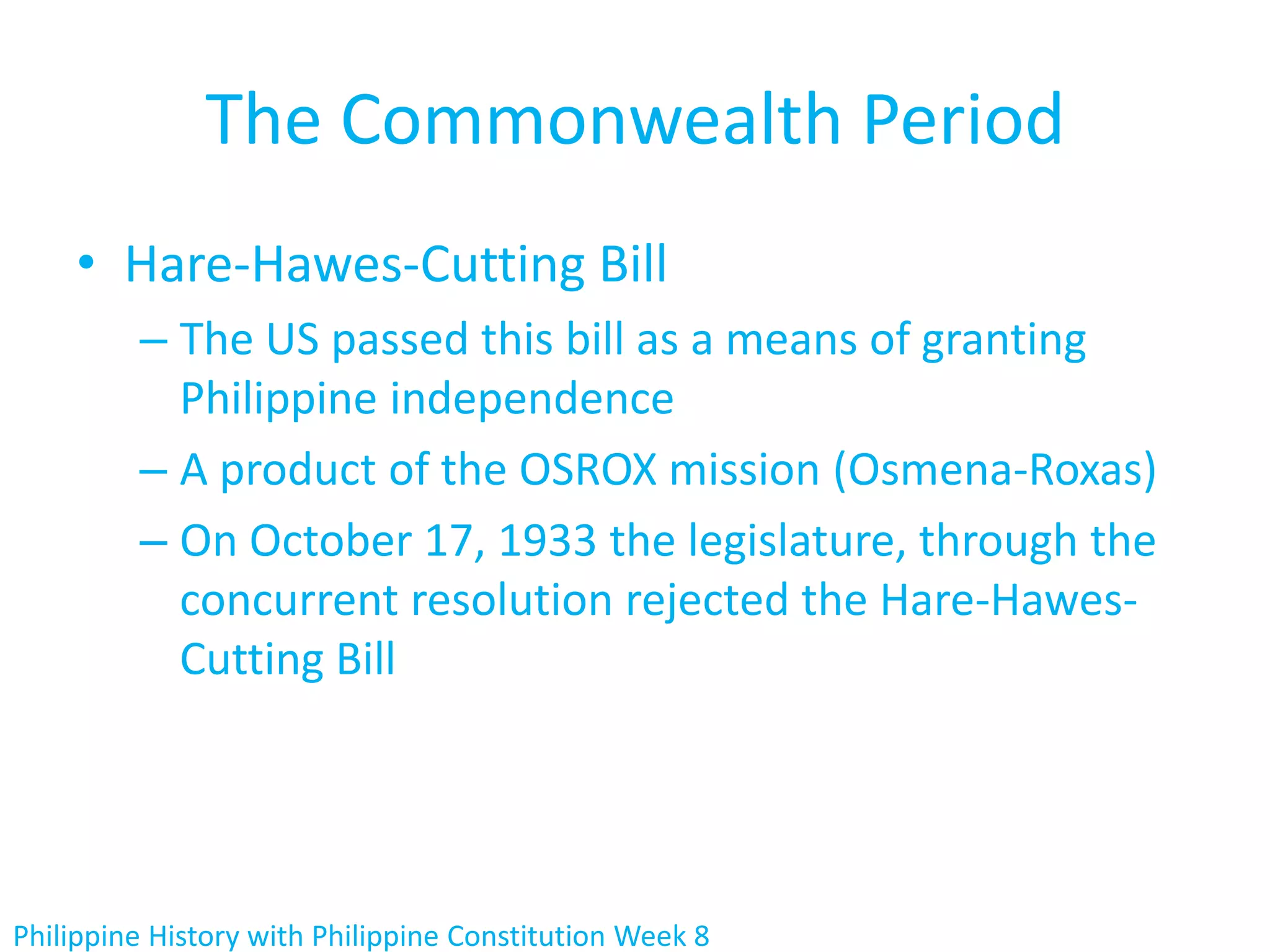Commonwealth and Japanese Period | PPTX