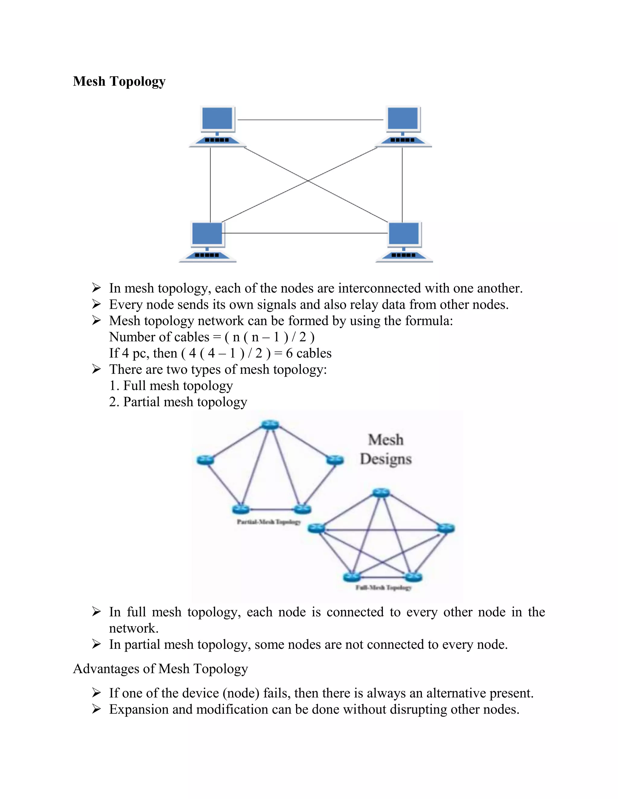 What is network topology, Bus, Star, Ring, Tree, Mesh topology | PDF