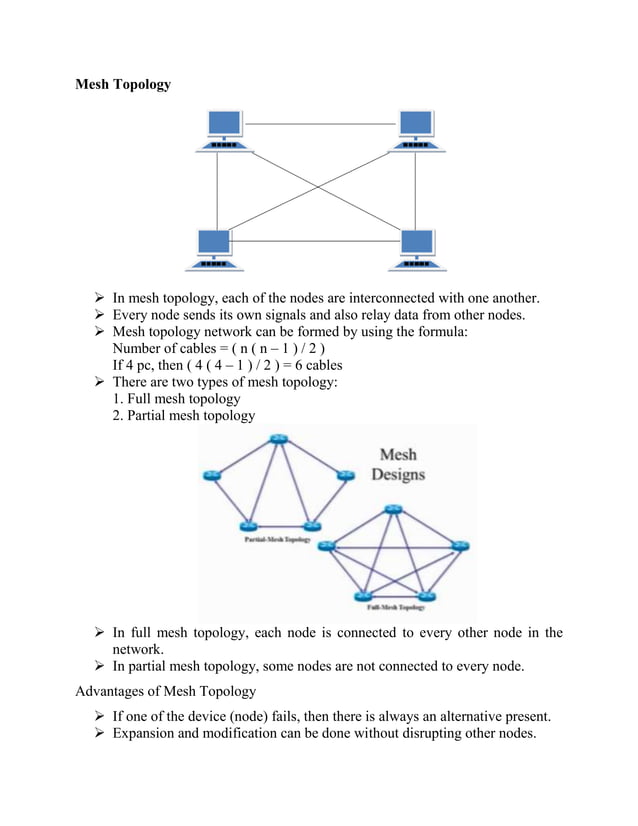 What is network topology, Bus, Star, Ring, Tree, Mesh topology | PDF ...
