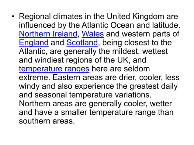 country study Lecture 12 climate of the united kingdom | PPTX
