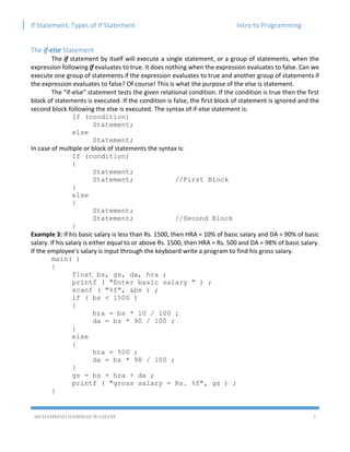 [ITP - Lecture 08] Decision Control Structures (If Statement) | PDF