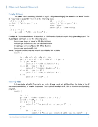 [ITP - Lecture 08] Decision Control Structures (If Statement) | PDF