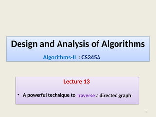 Lecture-13-CS345A-2023 of Design and Analysis | PPTX