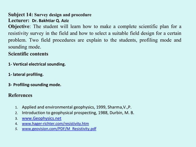 Lecture 13-electrical method -field procedure | PPT | Geology | Science