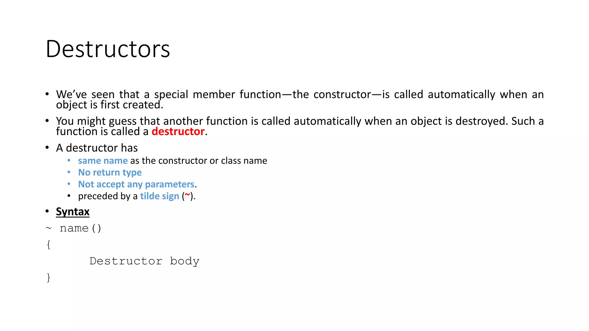 [OOP - Lec 13,14,15] Constructors / Destructor and its Types | PPT