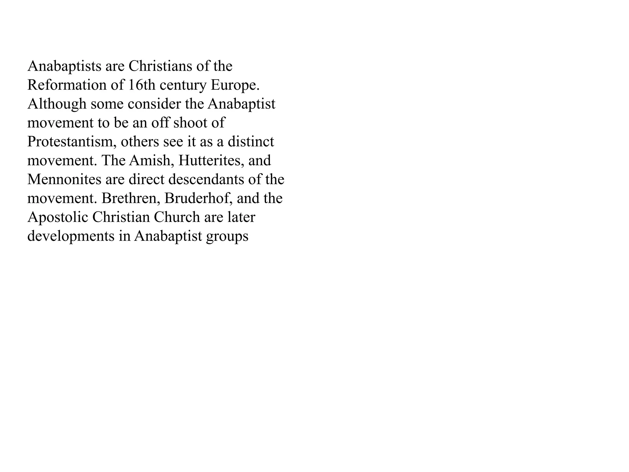 Lecture 13; anabaptists | PPT