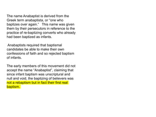 Lecture 13; anabaptists | PPT