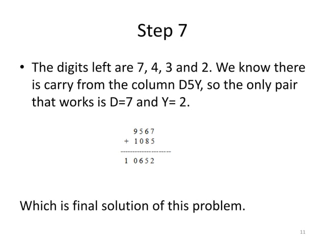 Lecture 13 Criptarithmetic problem | PPTX