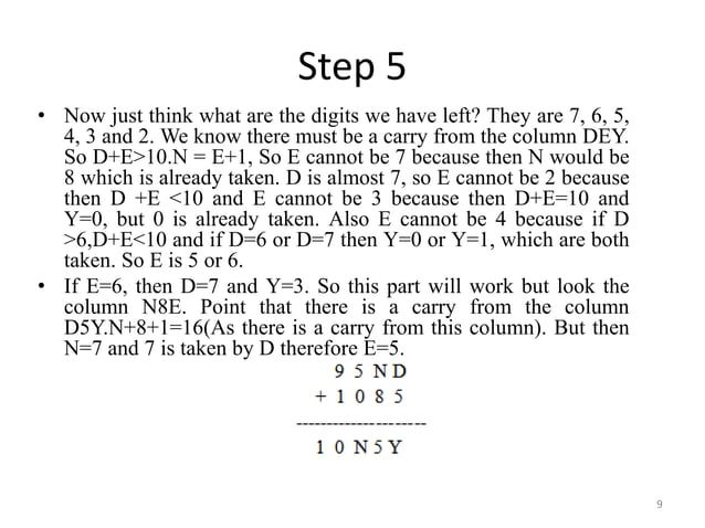Lecture 13 Criptarithmetic Problem Ppt 