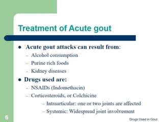 Drugs used in gout- Pharmacology | PDF