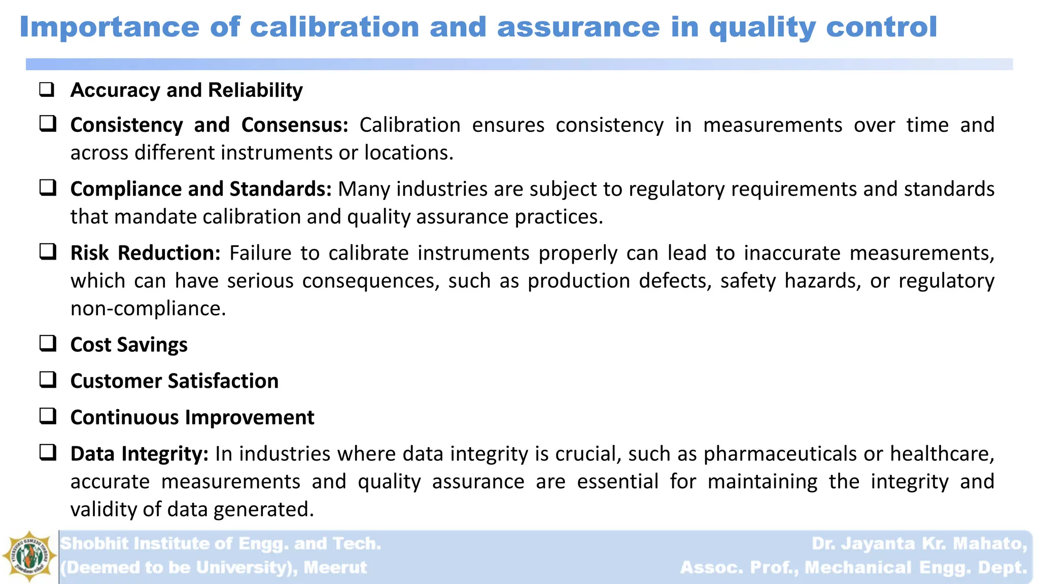 Importance of calibration and assurance in quality control | PDF