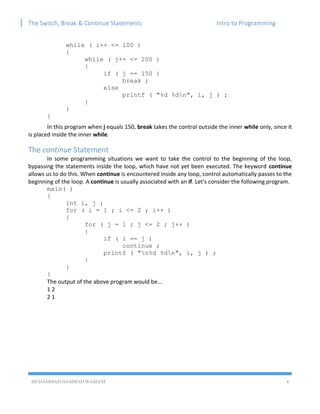 [ITP - Lecture 10] Switch Statement, Break and Continue Statement in C/C++ | PDF