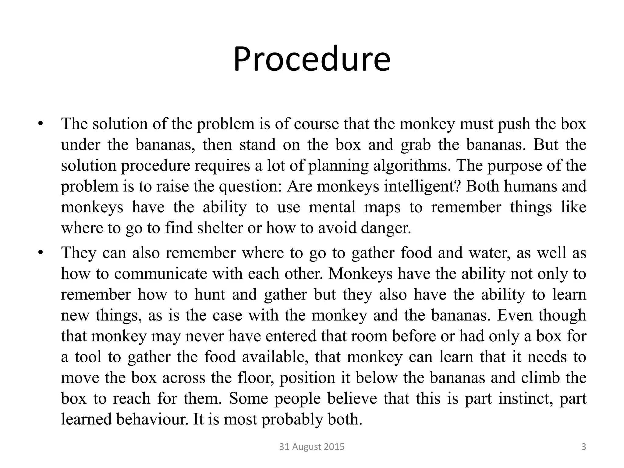 Lecture 15 monkey banana problem | PPTX | Science