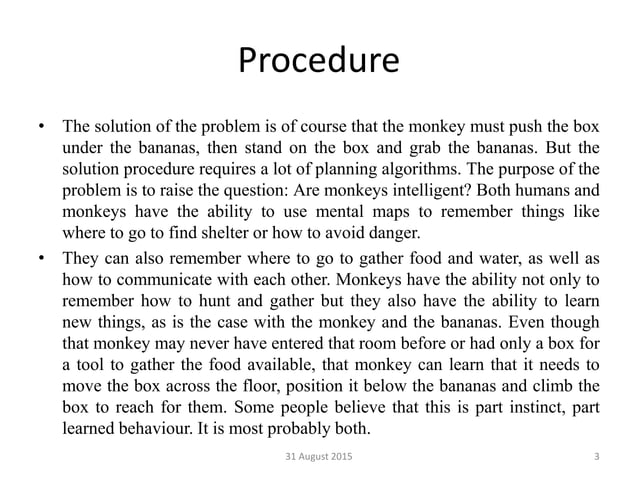 Lecture 15 monkey banana problem | PPTX | Science