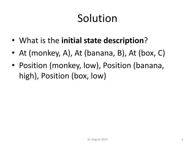 Lecture 15 monkey banana problem | PPTX | Science
