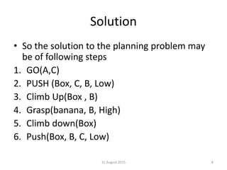 Lecture 15 monkey banana problem | PPTX | Science