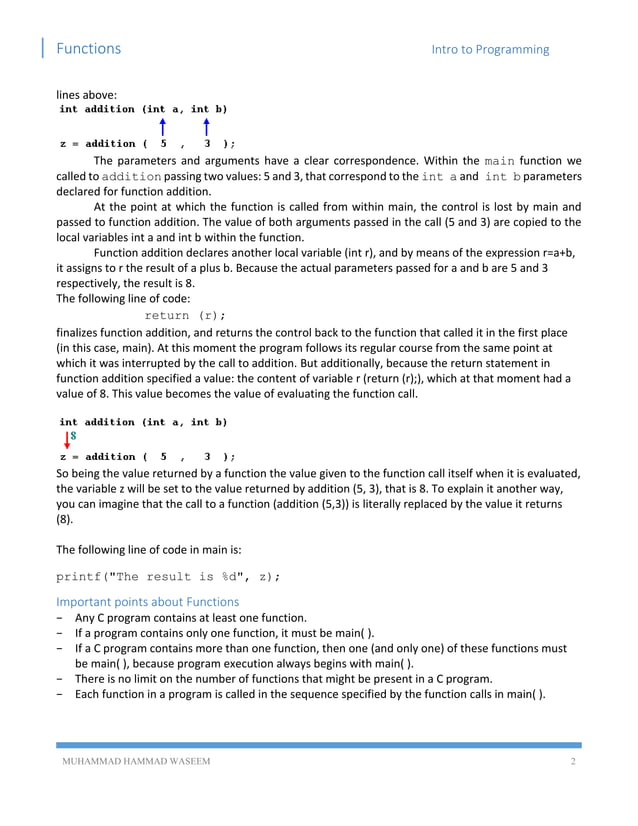 Itp Lecture 12 Functions In Cc Pdf Programming Languages Computing