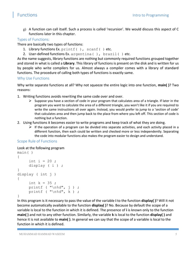 [ITP - Lecture 12] Functions in C/C++ | PDF