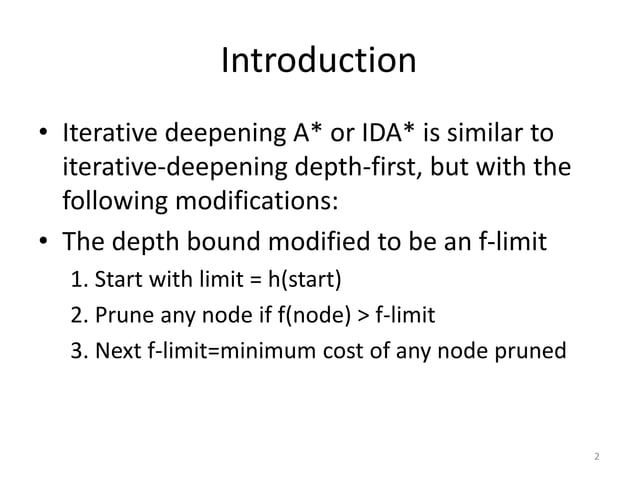 Lecture 17 Iterative Deepening a star algorithm | PPTX