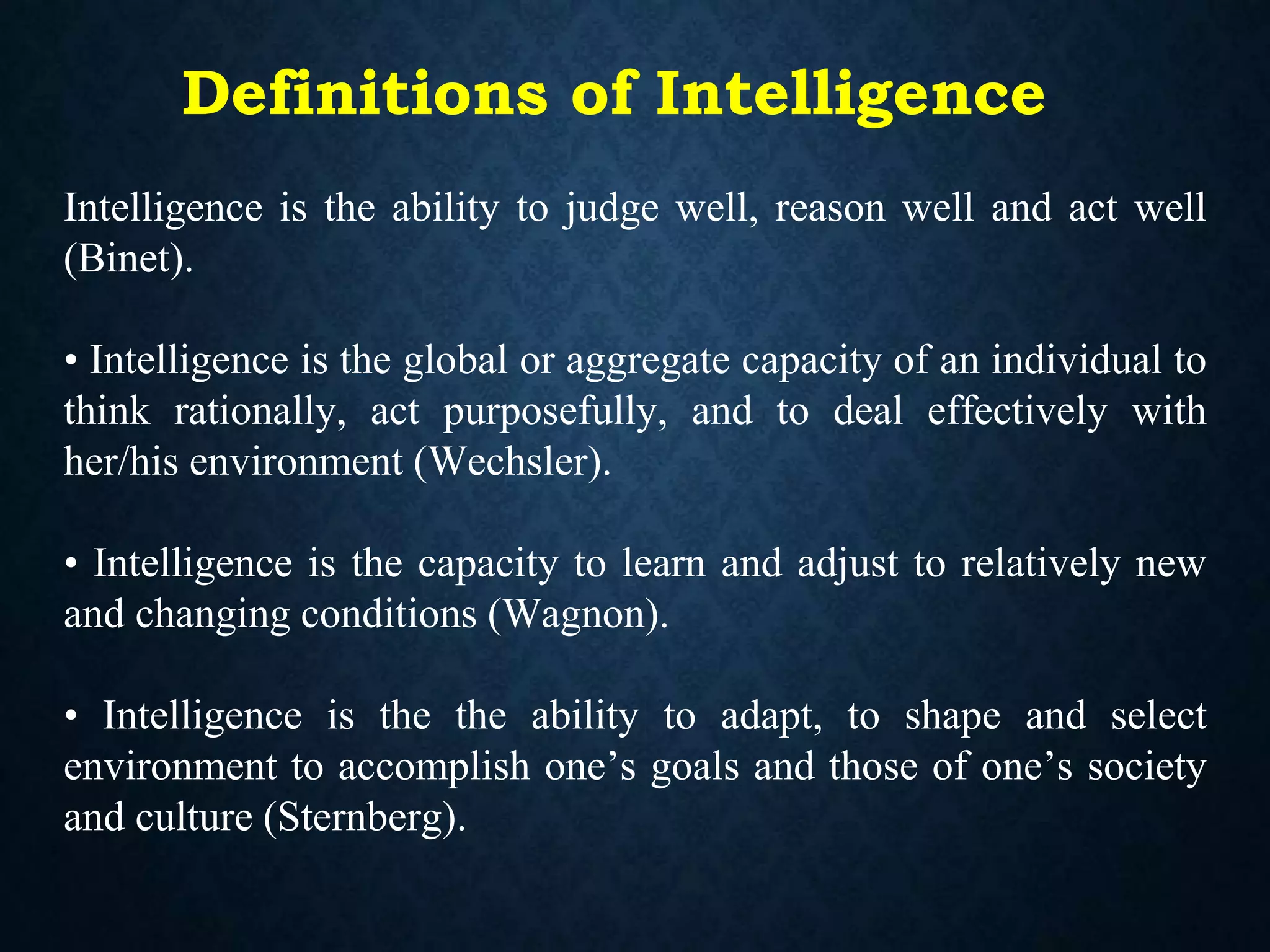 intelligence- meaning, types, factors, theories | PPTX