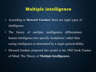 intelligence- meaning, types, factors, theories | PPTX