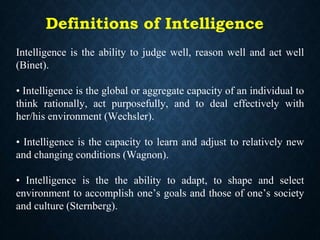 intelligence- meaning, types, factors, theories | PPT
