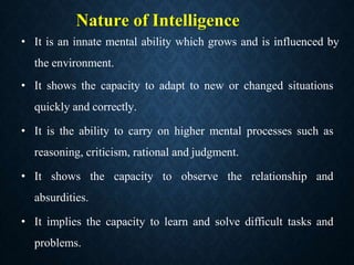 intelligence- meaning, types, factors, theories | PPTX