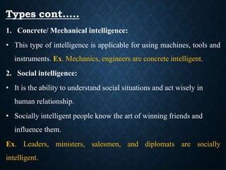 intelligence- meaning, types, factors, theories | PPTX