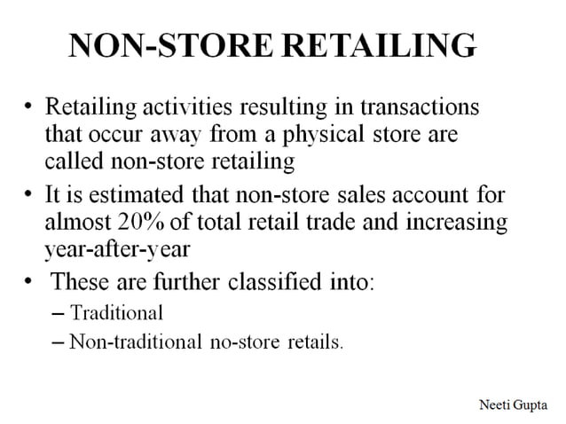 Non-Store: Traditional Retail | PPT