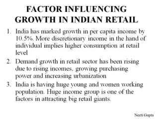 FACTOR INFLUENCING GROWTH IN INDIAN RETAIL | PPTX