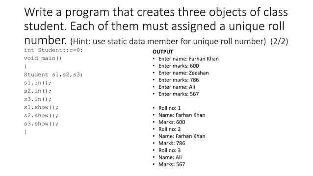 [OOP - Lec 18] Static Data Member | PPTX