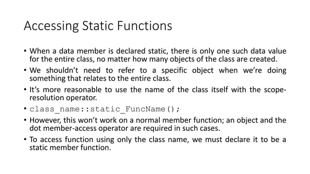 [OOP - Lec 19] Static Member Functions | PPTX