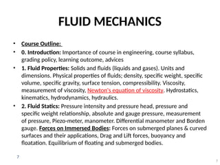 lecture-1 (FM-1) fluid mechanics and hydrauliics | PPTX