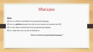 Lecture - 1 introduction to java | PPTX