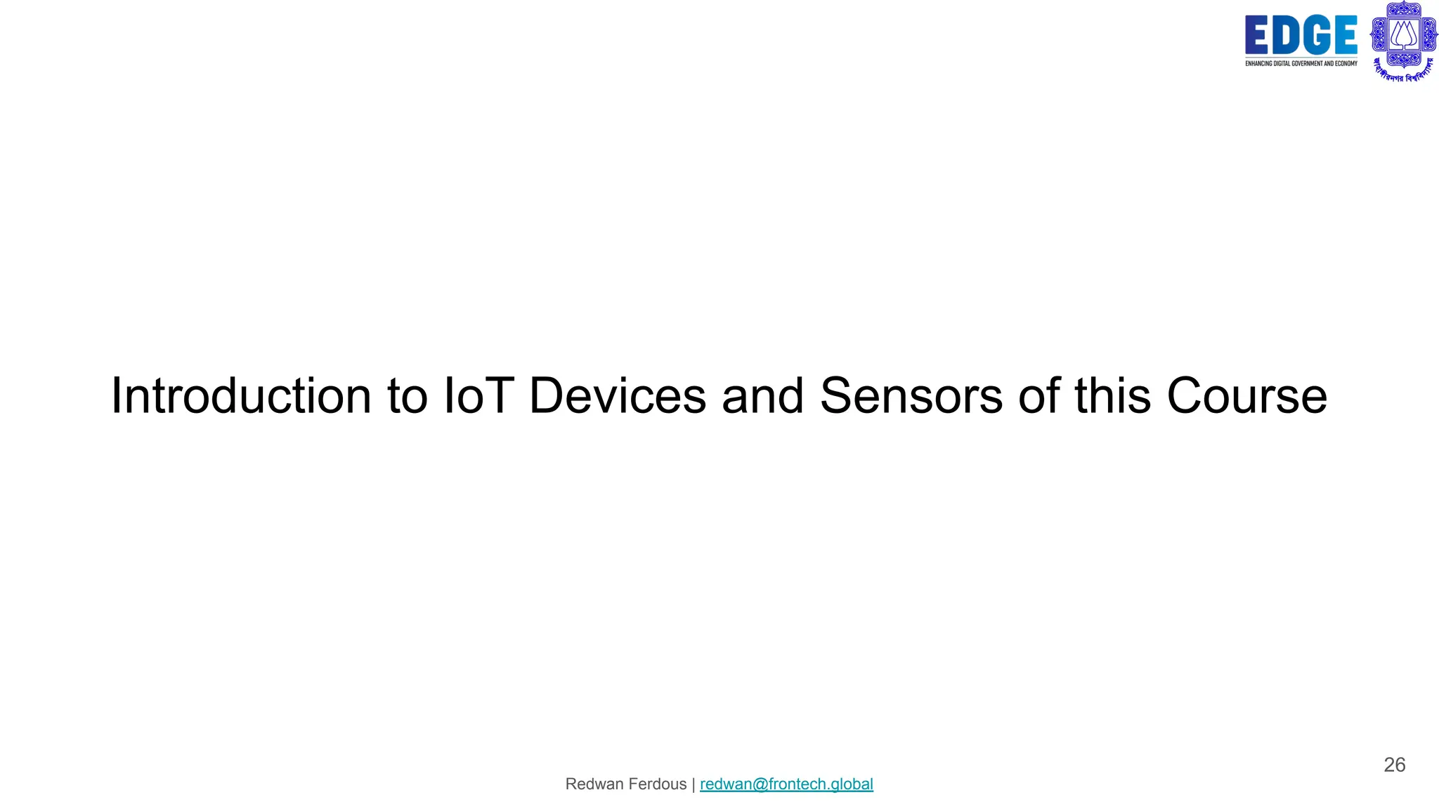 Lecture-1_IoT and Robotics skill Development Program_2024_EDGE_Jahangirnagar University | PPT