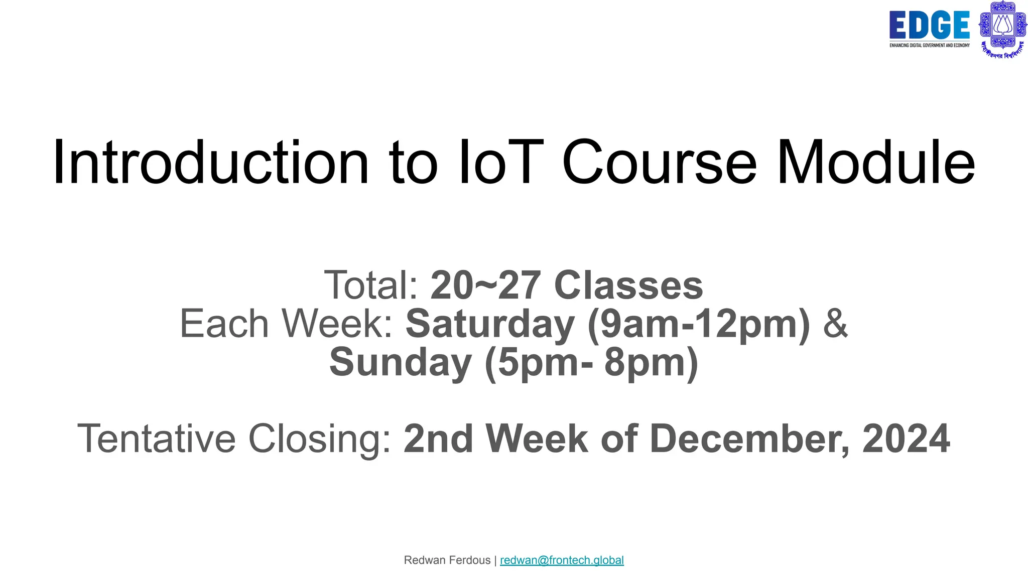 Lecture-1_IoT and Robotics skill Development Program_2024_EDGE_Jahangirnagar University | PPT