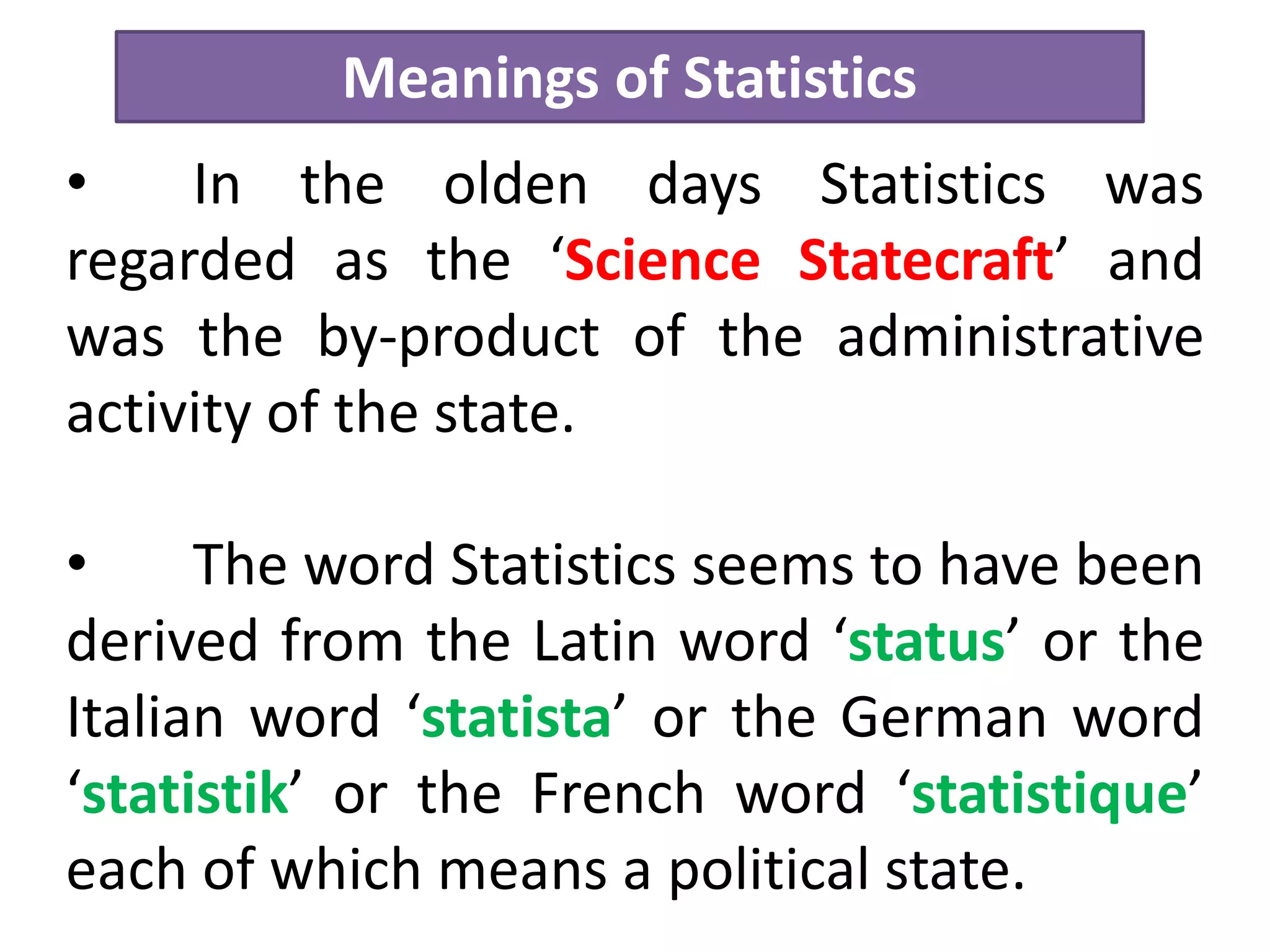 Meaning of statistics | PPTX