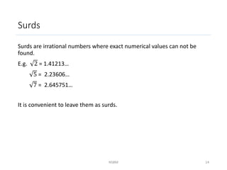 Lecture 1 (numbers and laws of indices) | PPTX