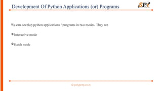 university notes Lecture - 1 (Python) E-Notes.pptx