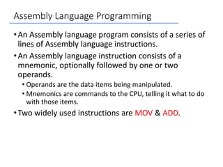 Assembly programming 8085/8086 microprocessors | PPTX