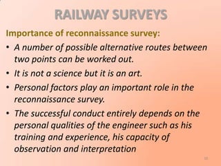 Surveys & alignment of Railway Engineering | PPTX