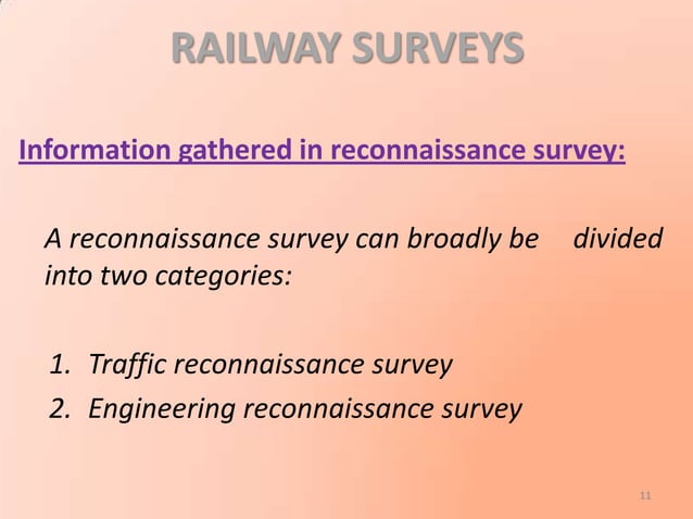 Surveys & alignment of Railway Engineering | PPTX