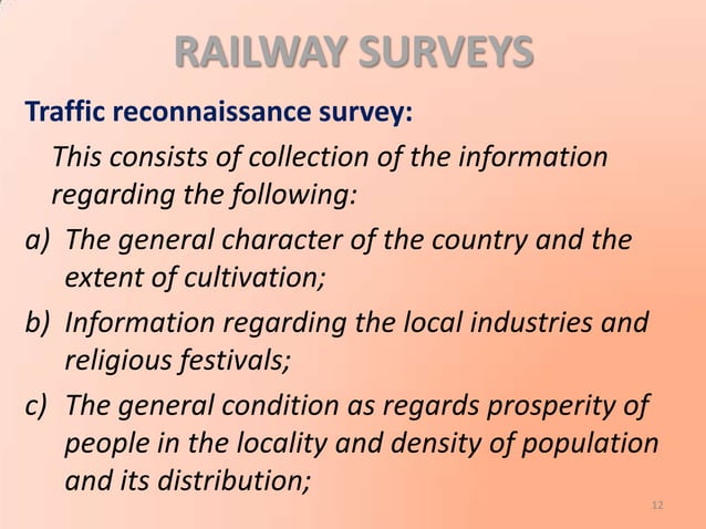 Surveys & alignment of Railway Engineering | PPTX