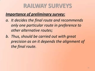 Surveys & alignment of Railway Engineering | PPTX