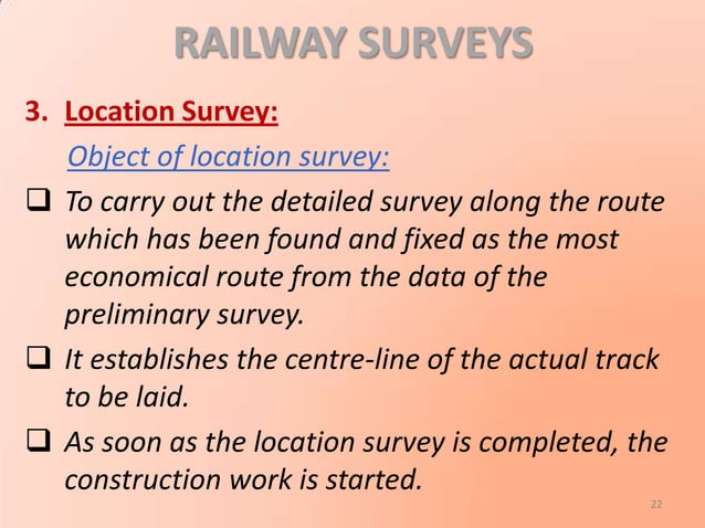 Surveys & alignment of Railway Engineering | PPTX